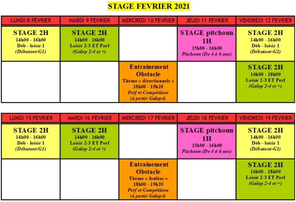 Planning des stages